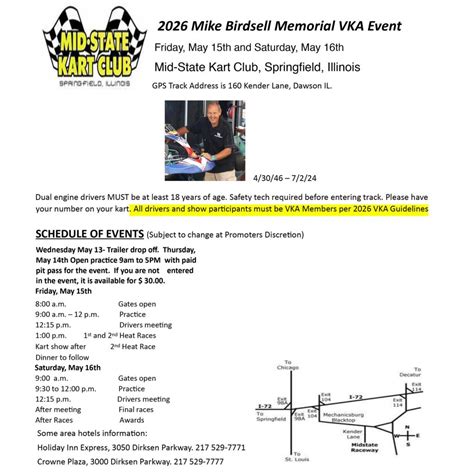 2026 Mike Birdsell Memorial Mid State Vka Event Flyer Posted Vintage