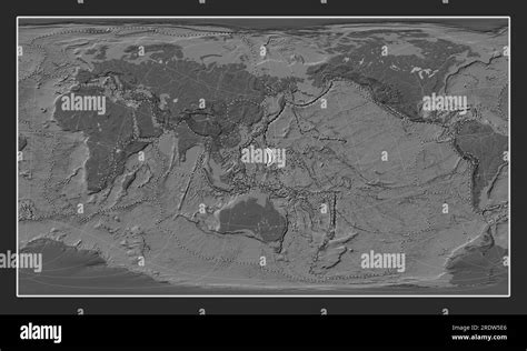 Mariana Tectonic Plate On The Bilevel Elevation Map In The Patterson Cylindrical Oblique