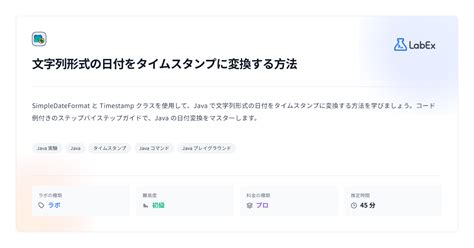 Java で文字列の日付をタイムスタンプに変換する方法 簡単ガイド Labex