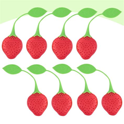 8 Pc Cute Silicone Tea Strainers For Loose Tea Strawberry Shape Tea Infuser Set Tea Ball