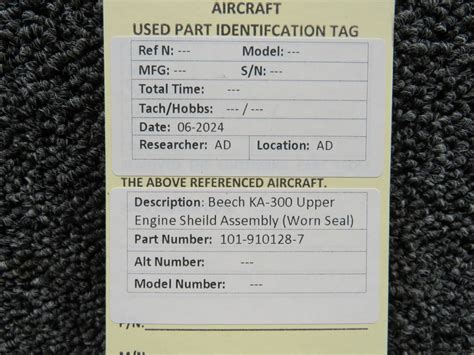 101 910128 7 Beechcraft Ka 300 Upper Engine Sheild Assembly Worn Seal For Sale