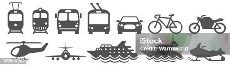 Ikon Transportasi Umum Disetel Ilustrasi Vektor Ilustrasi Stok Unduh Gambar Sekarang Angin