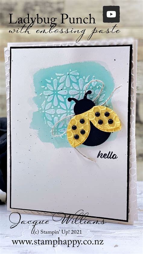 Cute Ladybug Punch Clean And Simple Card With Embossing Paste Simple Cards Stamped Cards