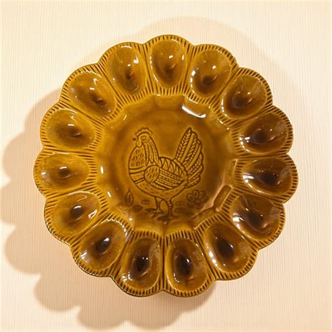 California Pottery Deviled Egg Plate With 15 Indentations For Eggs