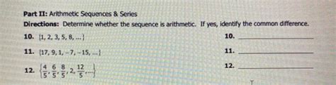 Solved Part Ii Arithmetic Sequences And Series Directions