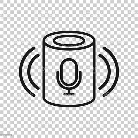 투명 한 스타일의 음성 길잡이 아이콘입니다 고립 된 배경에 스마트 홈 어시스트 벡터 일러스트 명령 센터 비즈니스 개념입니다 시작 버튼에 대한 스톡 벡터 아트 및 기타 이미지