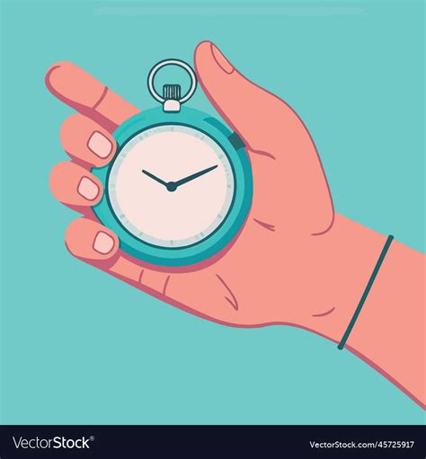 Pocket Stopwatch Object In A White Human Hand Vector Image
