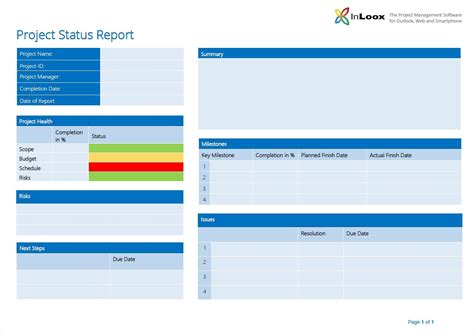 Software Project Status Report Template