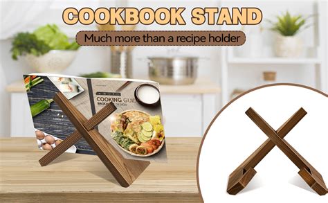 Multi Functional Rustic Wooden Cookbook Stand For Kitchen Use
