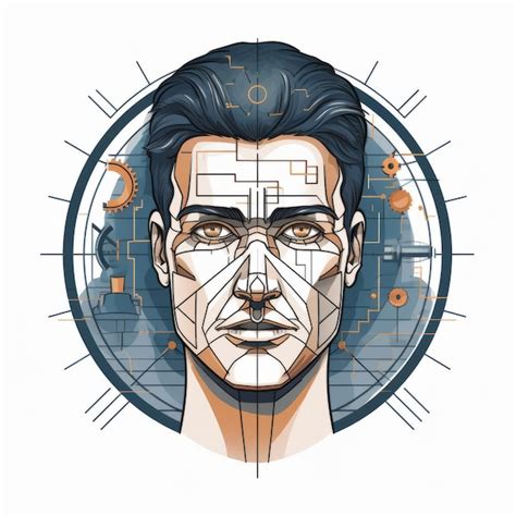 Premium Photo Parallel Vector Modernism Engineer Face With Ai Interface