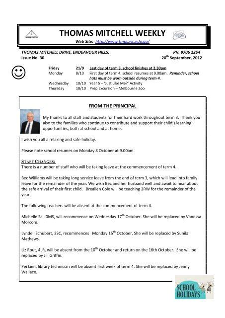 Thomas Mitchell Weekly Thomas Mitchell Primary School