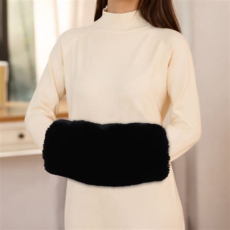 Faux Fur Hand Muffs Black Warm Faux Fur Winter Muffs For Men Girls