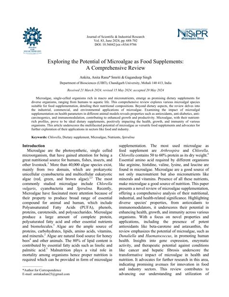 Pdf Exploring The Potential Of Microalgae As Food Supplements A Comprehensive Review