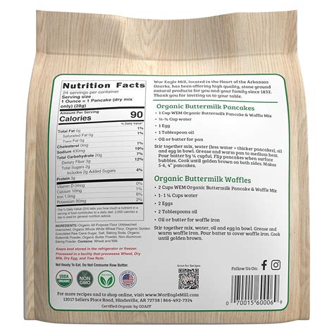 Organic Buttermilk Pancake And Waffle Mix 24 Oz