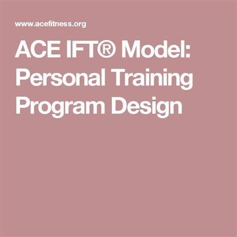 Ace Ift® Model Personal Training Program Design