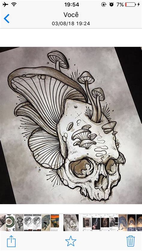 Mushroom And Skull Tattoo Drawings
