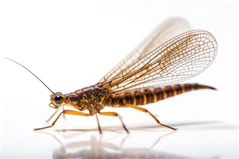 Premium Ai Image A Fly With A Yellow Body And Red Stripes