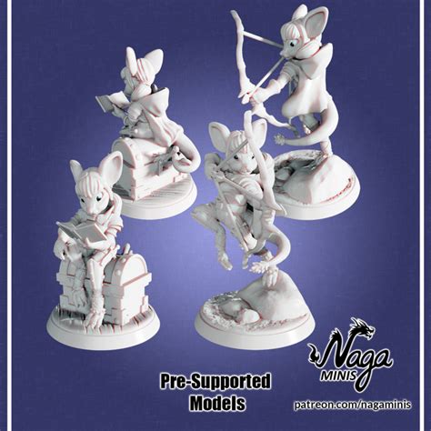 3d Printable Mousefolk Rogue Presupported By Naga Minis