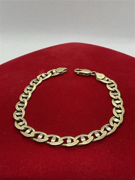 Beautiful Solid 14k Two Tone Gold Diamond Cut Anchor Gem