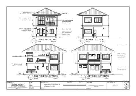 Elevation Plan Sample Ground Floor Plan Scale 1 100 M Front Elevation