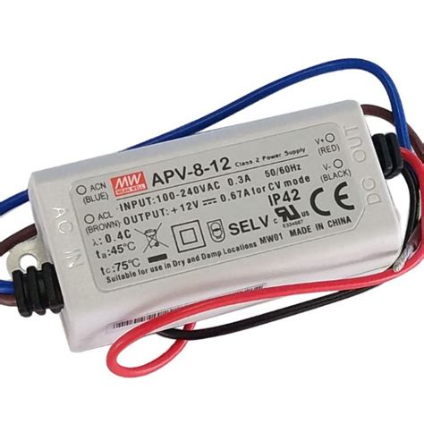 Apv 8 12 Mean Well Smps 12v 0 67a 8 04w Led Power Supply Buy Online