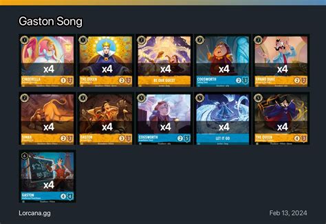 Gaston Song Lorcana Deck Disney Lorcana