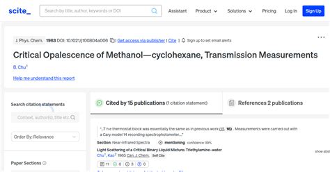 [citation Report] Critical Opalescence Of Methanol—cyclohexane Transmission Measurements