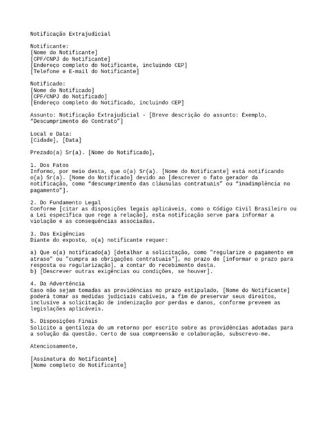 Modelo De Notificação Pdf