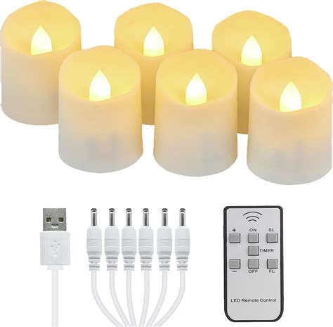 Freepower 6 Oplaadbare Led Theelichtjes Met Afstandsbediening Timer