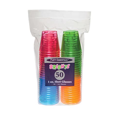 Neon Plastic Shot Glasses 50 Pieces Per Set