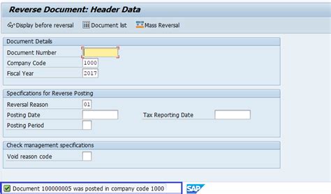 Sap Fi Document Reversal