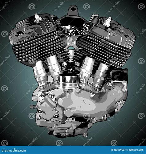 Classic V Twin Engine Stock Vector Illustration Of Design 263959507