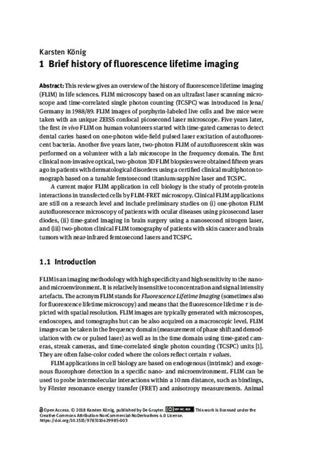 Pdf Basis Brief History Of Fluorescence Lifetime Imaging