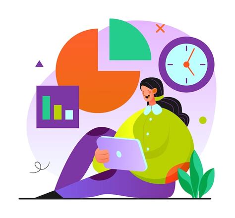 Premium Vector Woman Analyzing Data With Digital Tablet