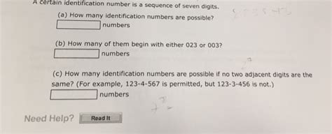 Solved A Certain Identification Number Is A Sequence Of