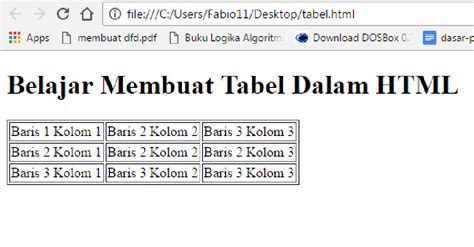 Membuat Tabel Dalam Halaman Web