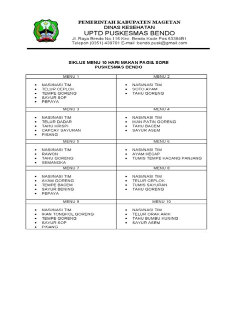 Siklus Menu 10 Hari Pdf