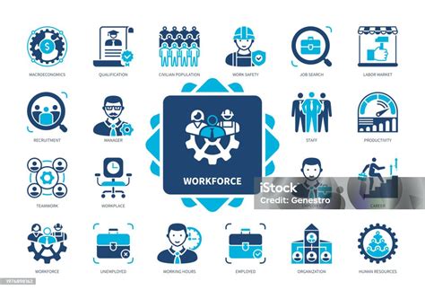 Workforce Solid Icon Set Stock Illustration Download Image Now