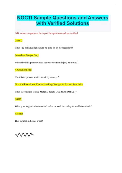 Nocti Sample Questions And Answers With Verified Solutions Nocti Stuvia Us