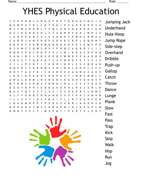 Physical Education Word Search Puzzles Body Part Word Search And