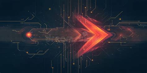abstract technology background with glowing arrow and circuit board