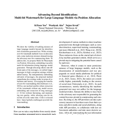 Advancing Beyond Identification Multi Bit Watermark For Large Language Models Acl Anthology