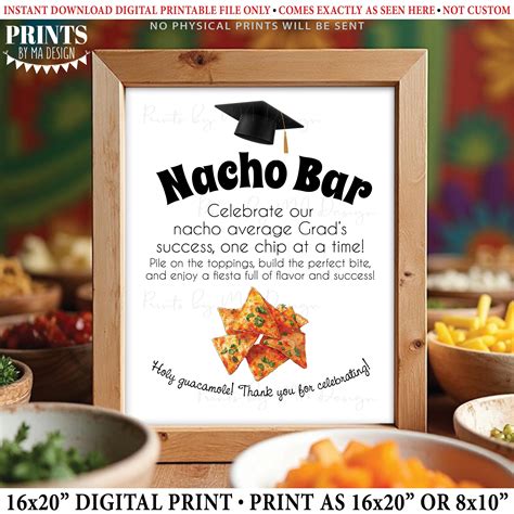 Graduation Nacho Bar Sign Funny Nachos Display Fiesta Themed Menu