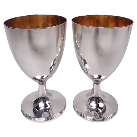 Pair Of Henry Chawner English Georgian Neoclassical Goblets 1793 For