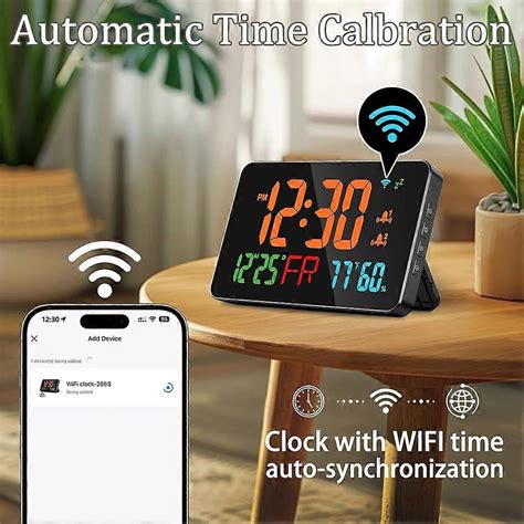Digital Clock Alarm Clock Wifi Clock Extra Large Letters Temperature