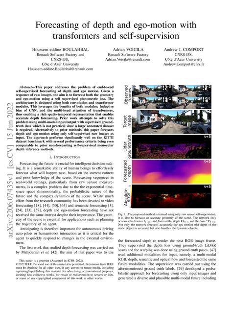 Forecasting Of Depth And Ego Motion With Transformers And Self