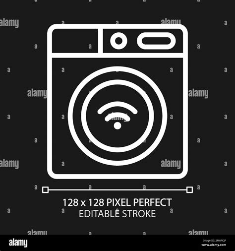 Smart Washing Machine Pixel Perfect White Linear Icon For Dark Theme Stock Vector Image And Art