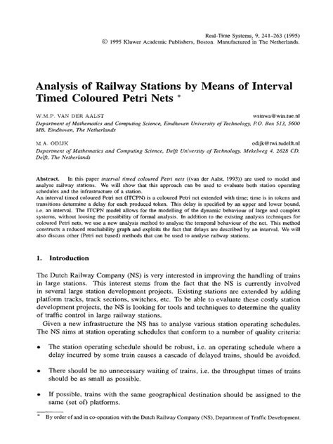 analysis of railway stations by means of interval springer 1995 pdf