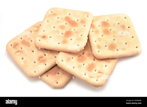 Soda Cracker Stack Closeup Large Detailed Isolated Square Crisp Whole