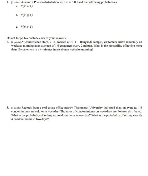 Solved Points Assume A Poisson Distribution With Chegg